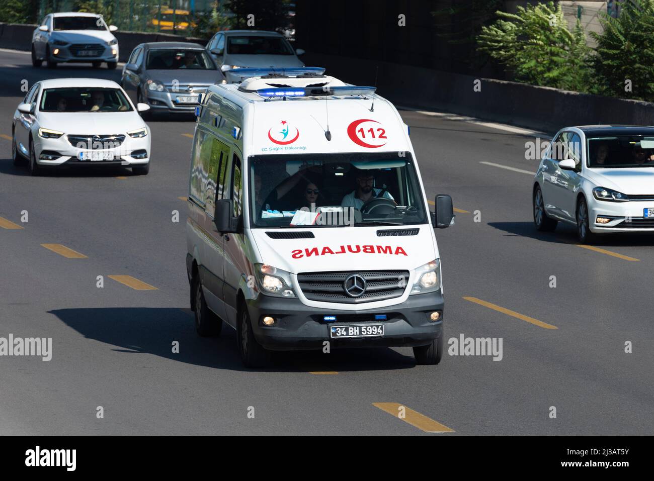 ISTANBUL, TURKEY - MARCH 27, 2022: Turkish ambulance vehicle on the ...