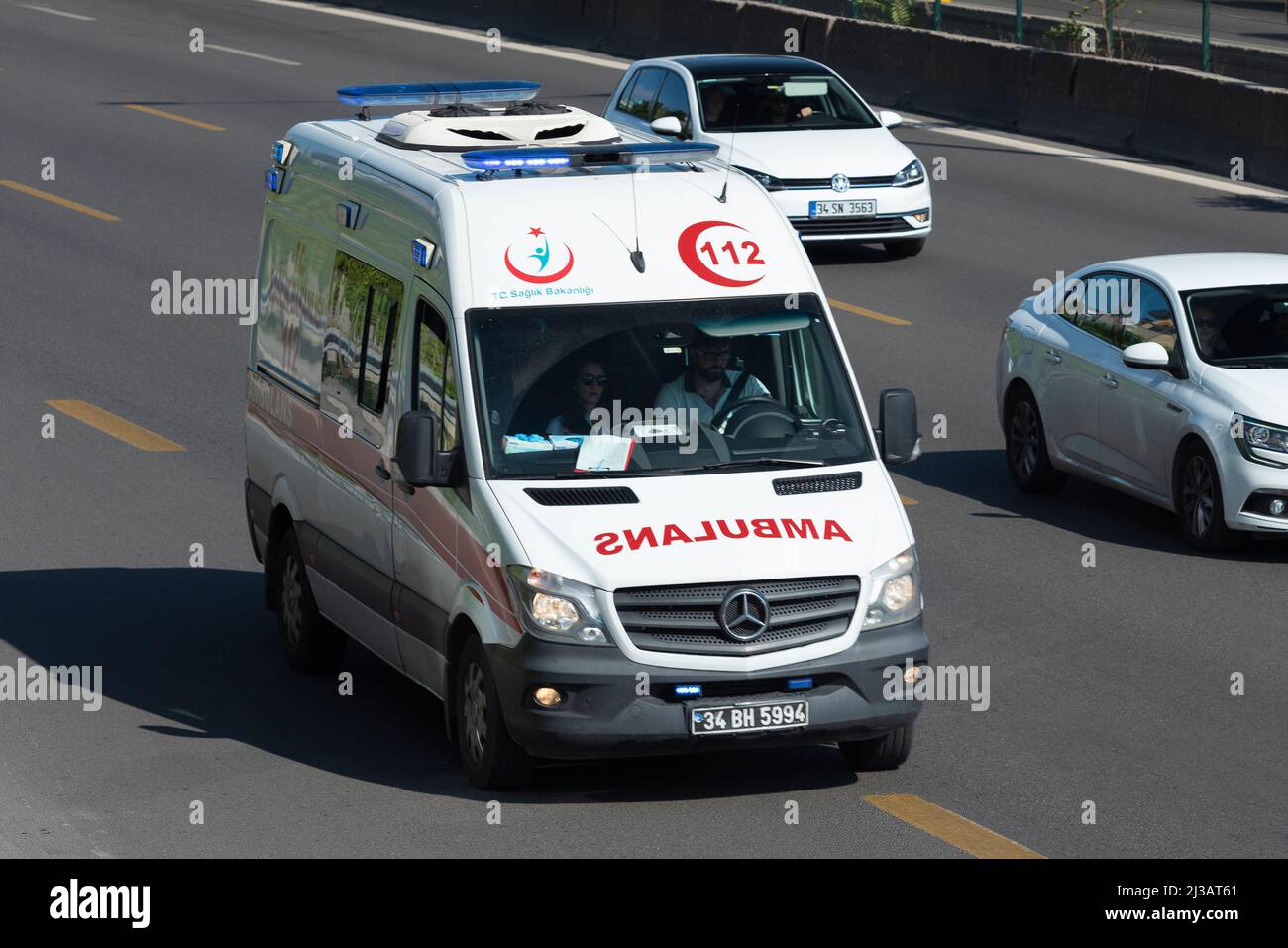ISTANBUL, TURKEY - MARCH 27, 2022: Turkish ambulance vehicle on the ...