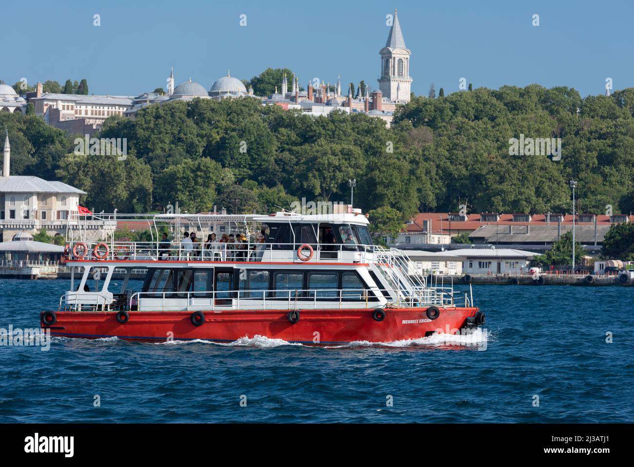 ISTANBUL, TURKEY - OCTOBER 5, 2021: Special ferry near Halic, a private ...