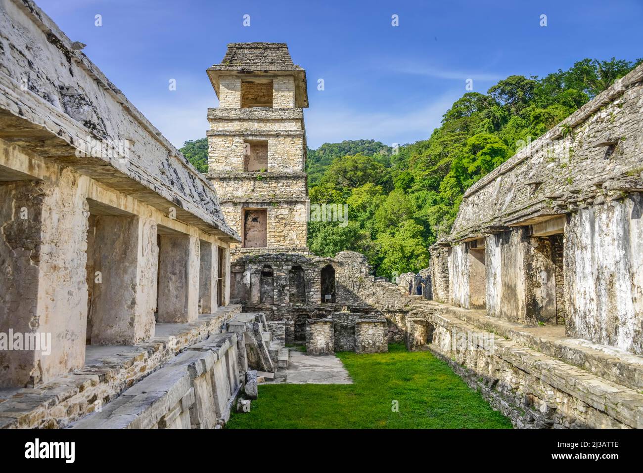 Palace (El Palacio), Mayan ruins, Palenque, Chiapas, Mexico Stock Photo ...