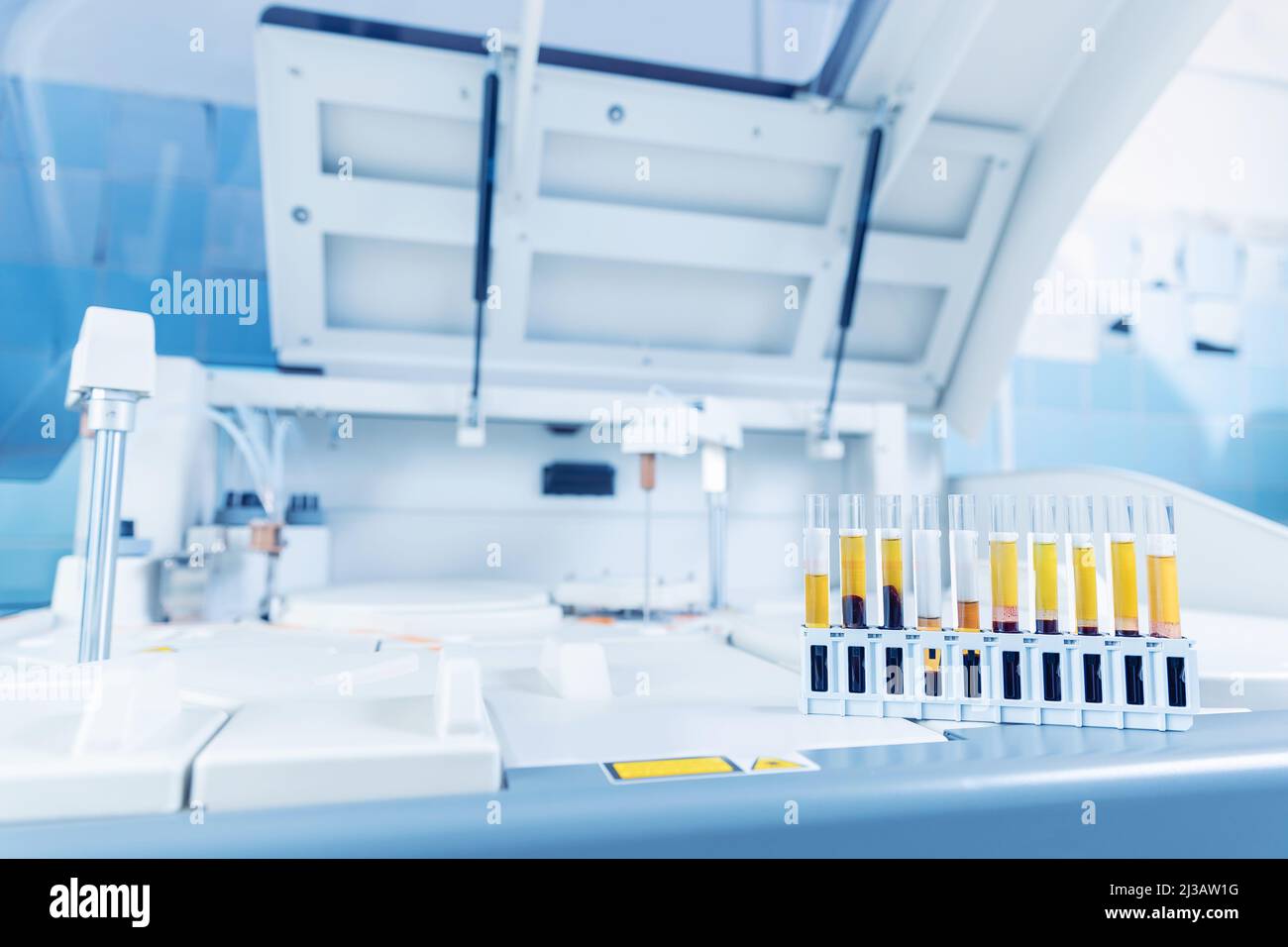 Banner medical blood tests on automatic modern equipment Stock Photo ...