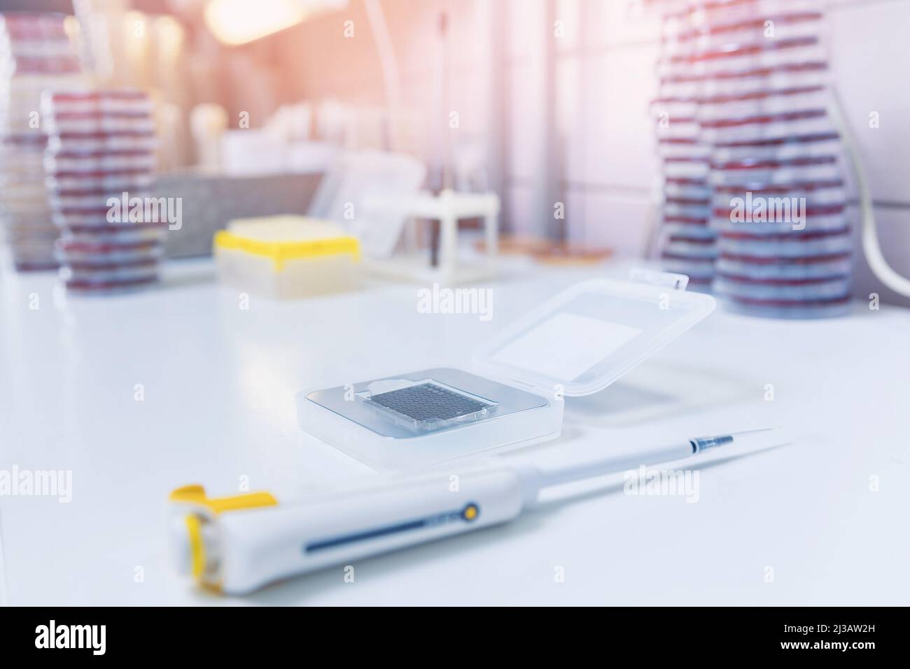 Biochemical analyzer blood tests on modern equipment of lab Stock Photo ...