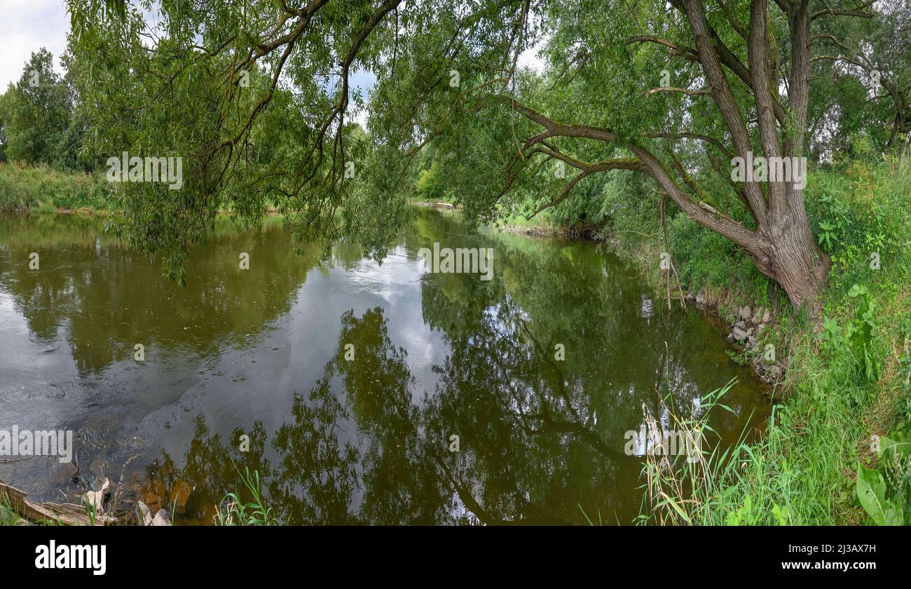 Werra, river course between Frankenroda and Treffurt, Hesse, Germany ...