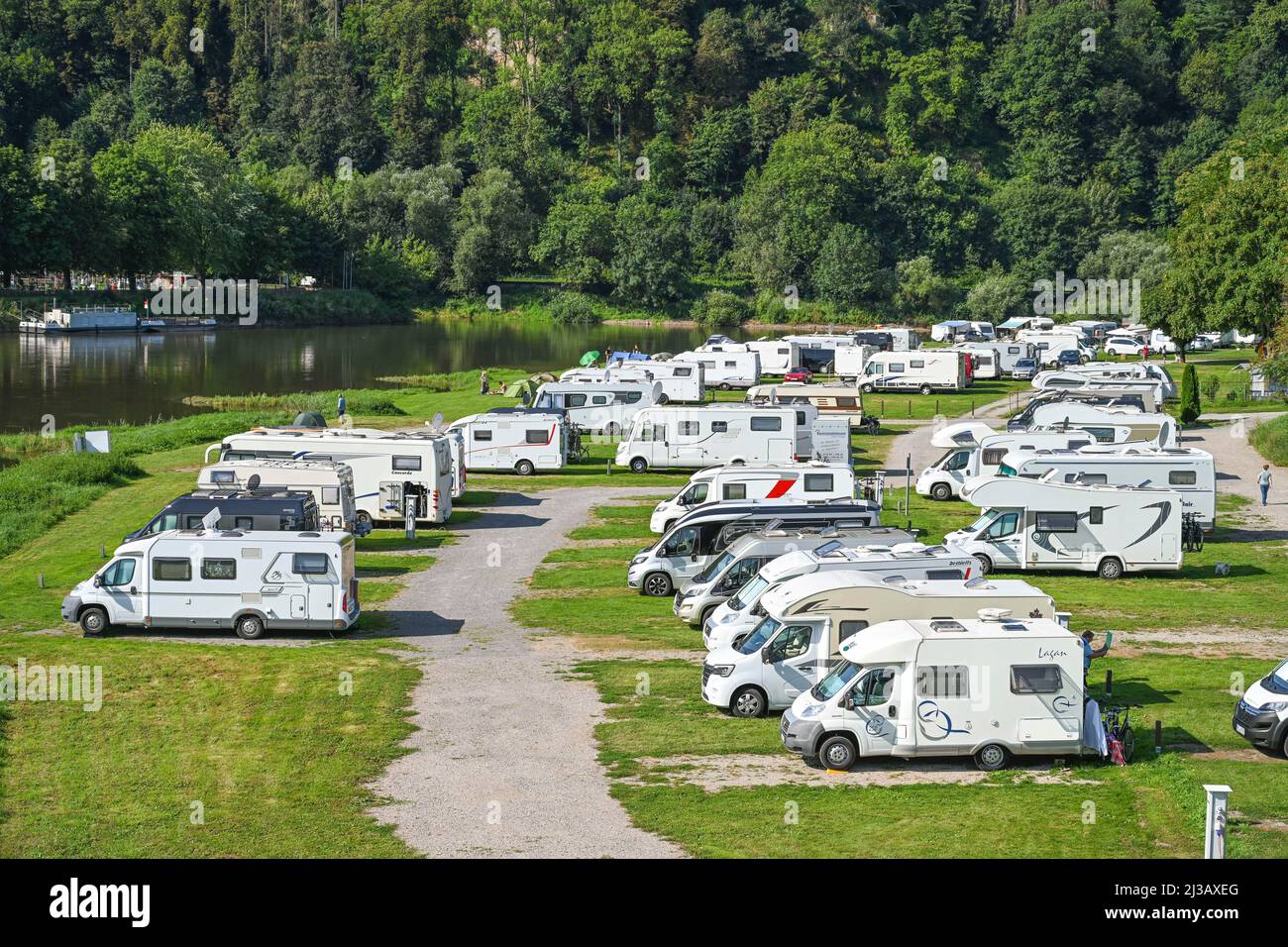 Campsite, Camper van pitch, Bad Karlshafen, Hesse, Germany Stock Photo ...