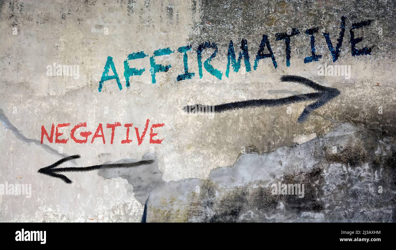 Street Sign theDirection Way to Affirmative versus Negative Stock Photo ...