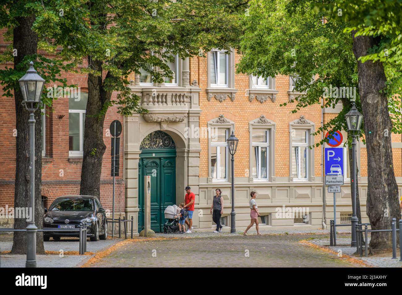 Street scene Wallstrasse, Old Town, Koethen, Saxony-Anhalt, Germany ...