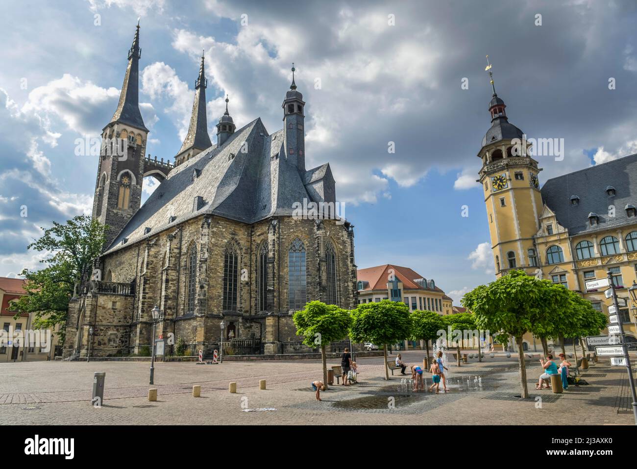 Jakobskirche, Market Square, Town Hall, Koethen, Saxony-Anhalt, Germany ...