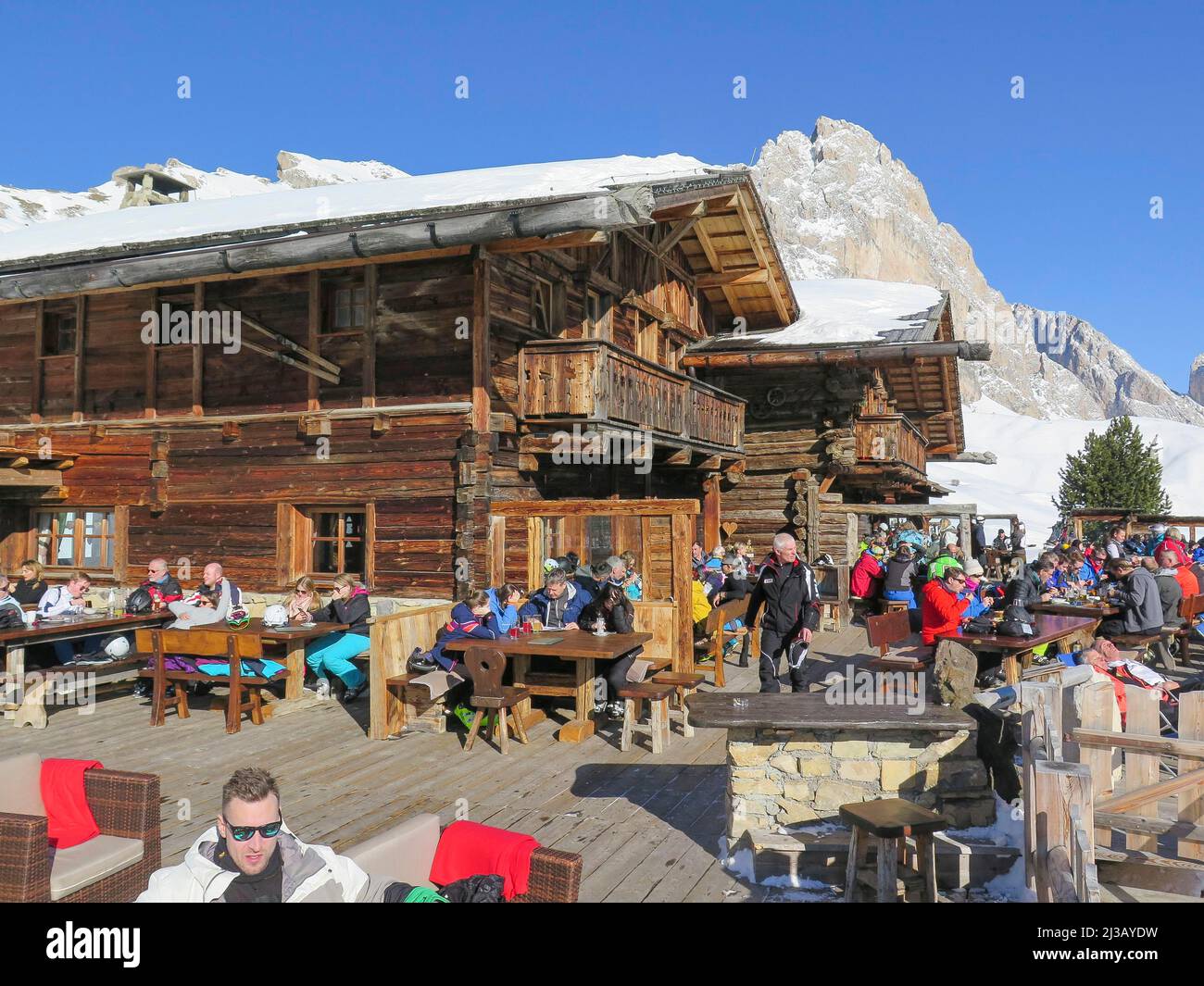 Baita Daniel Hut, Dolomites, Italy Stock Photo - Alamy