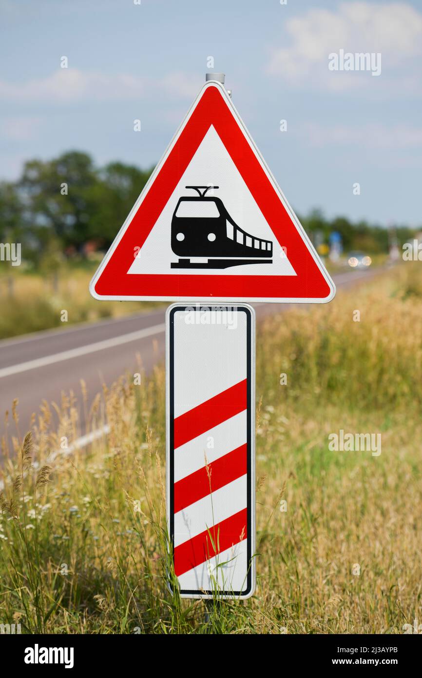 Sign level crossing Stock Photo - Alamy