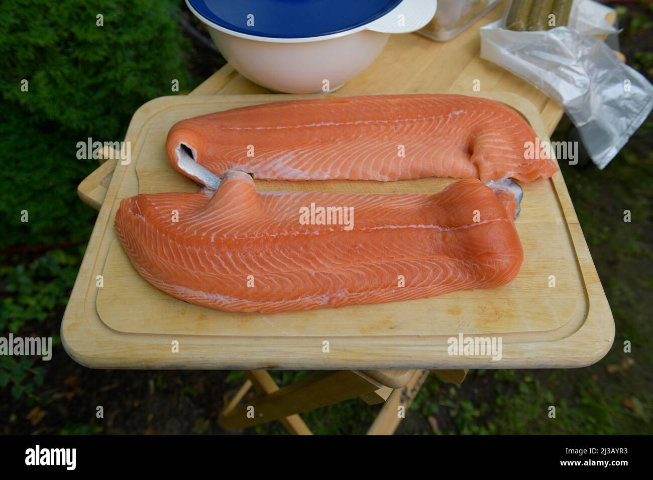 Salmon, Fillet, Board Stock Photo - Alamy