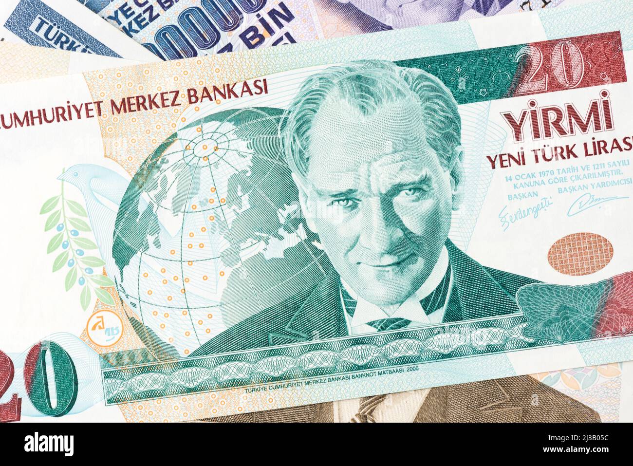 Close-up mixed liras banknotes old turkish lira around 2000's Stock ...