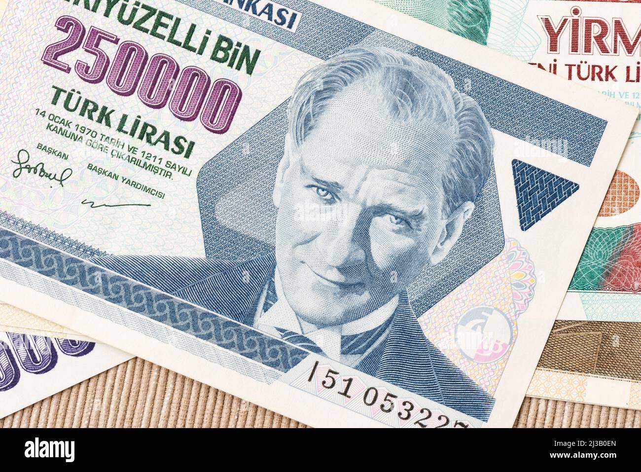 Close-up mixed liras banknotes old turkish lira around 2000's Stock ...