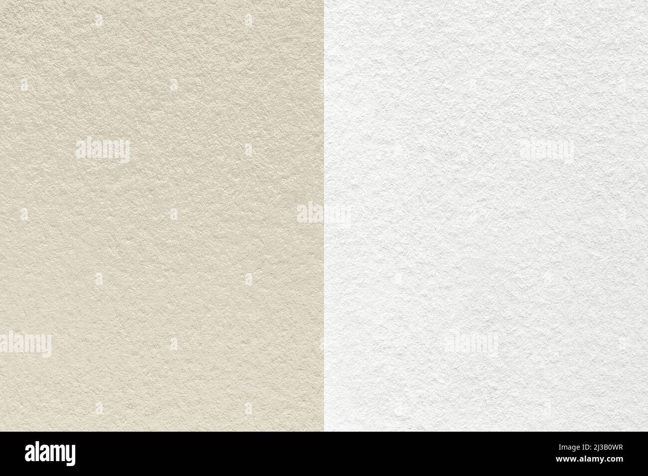 Texture of craft beige and white paper background, half two colors ...
