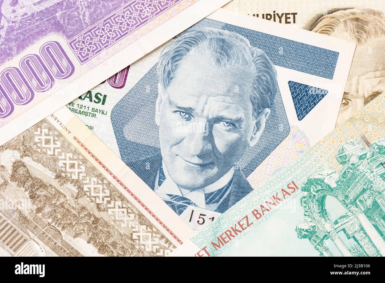 Close-up mixed liras banknotes old turkish lira around 2000's Stock ...