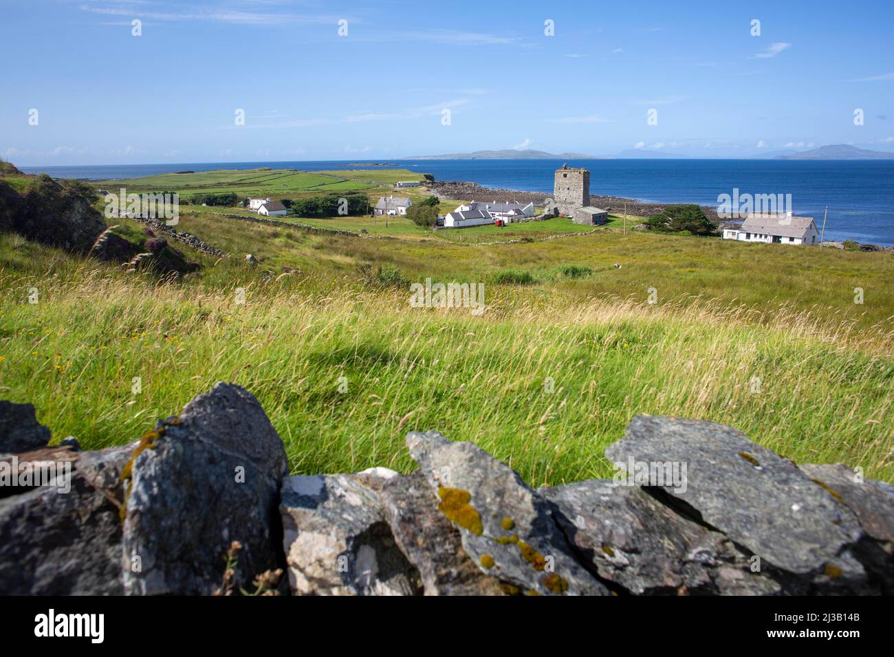 Irish landscape view of Renvyle Castle along Wild Atlantic way. County ...