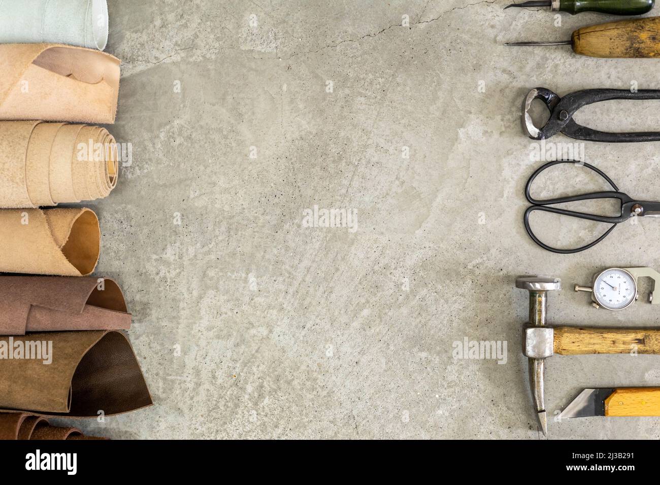 Top view materials and instruments on cutting mat for chopping ...