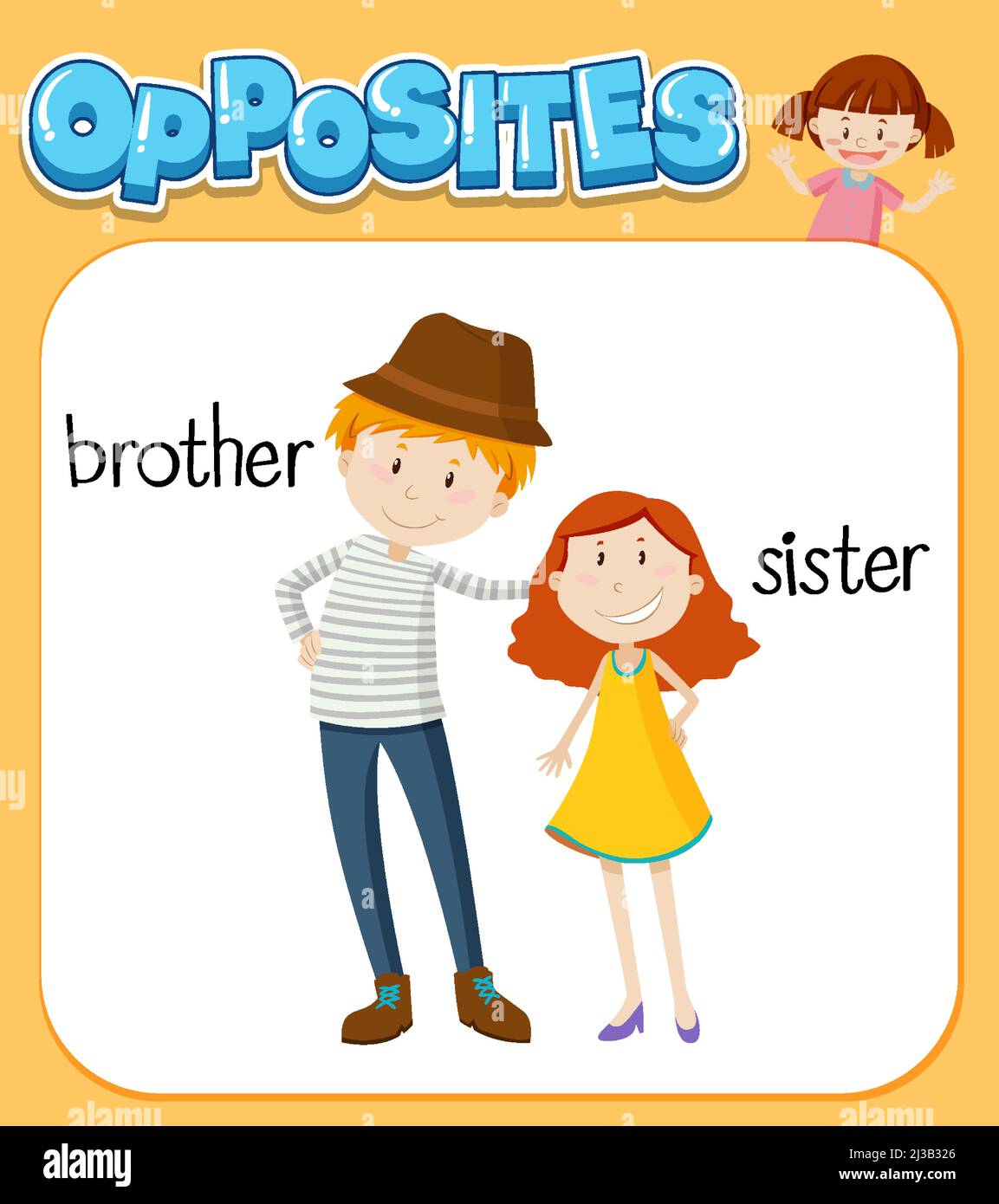 Opposite words for brother and sister illustration Stock Vector Image ...