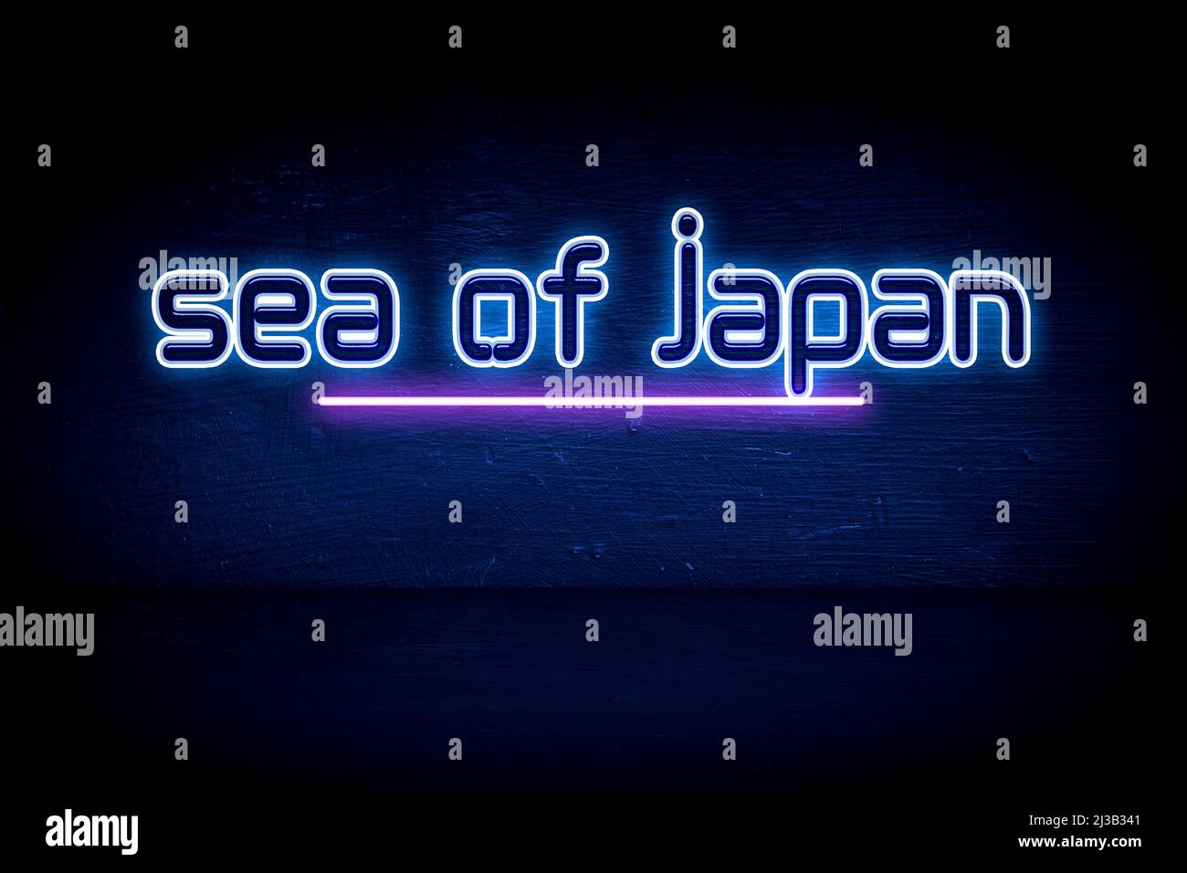 Sea of Japan - blue neon announcement signboard Stock Photo - Alamy