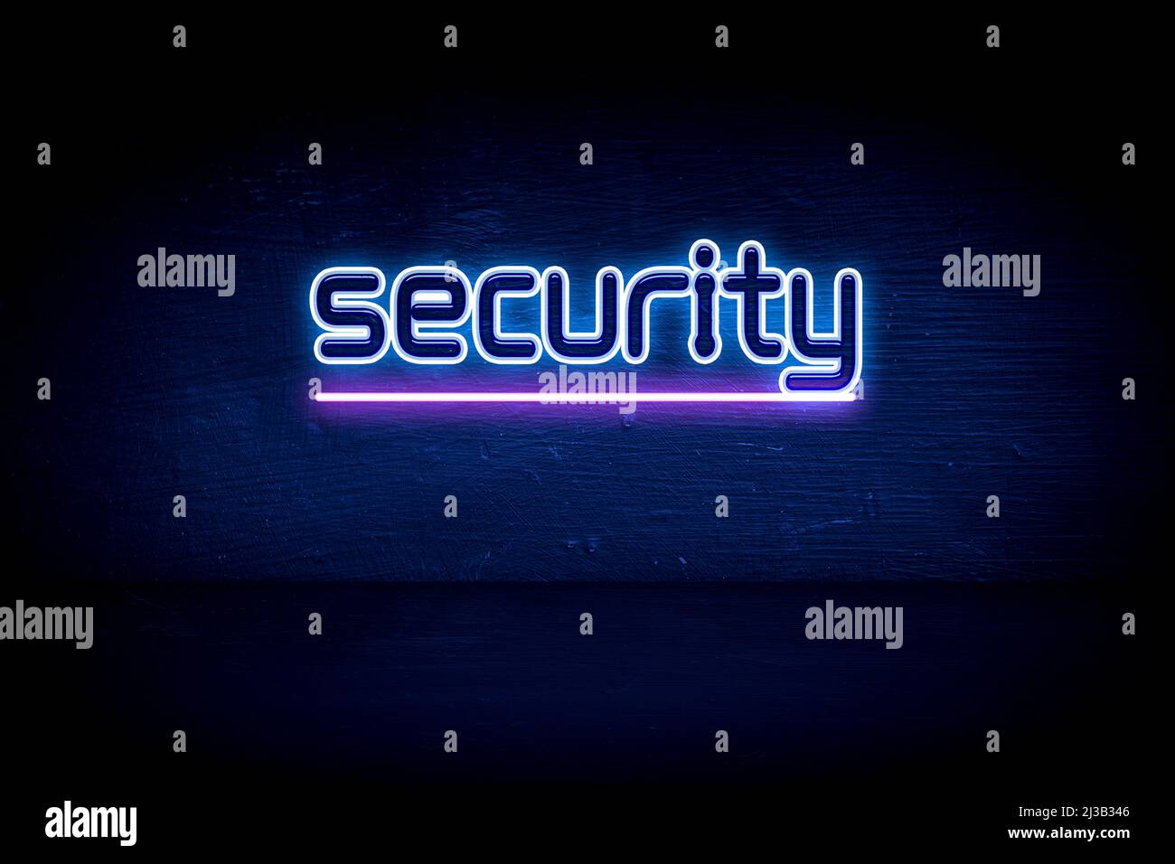 Security - blue neon announcement signboard Stock Photo - Alamy