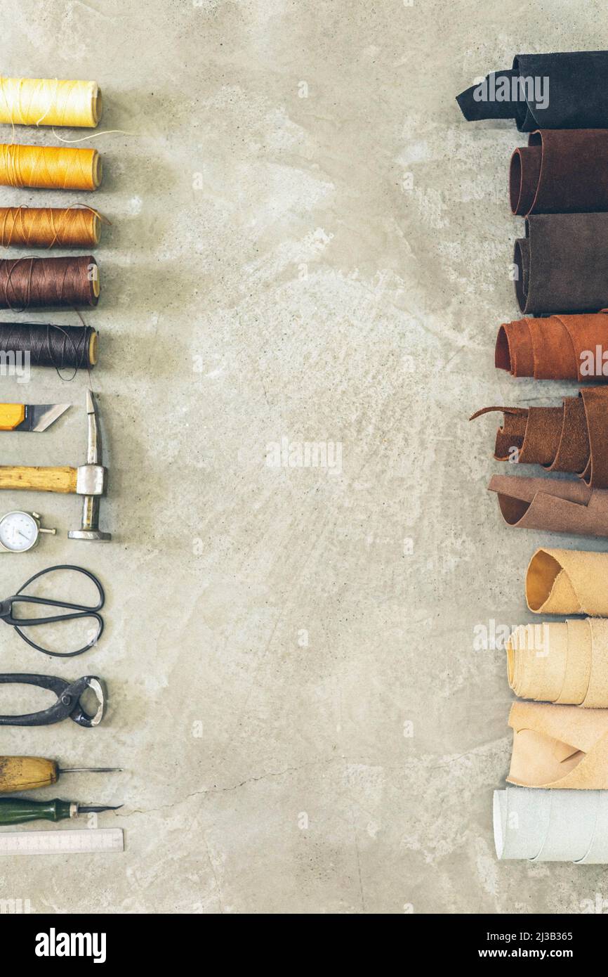 Top view materials and instruments on cutting mat for chopping ...