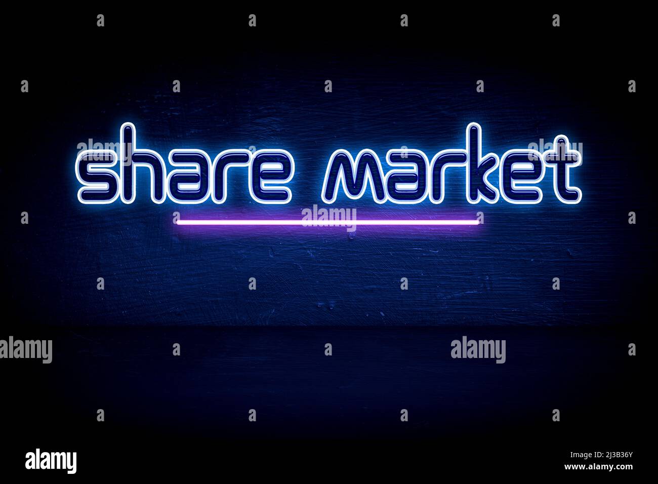Share Market - blue neon announcement signboard Stock Photo - Alamy