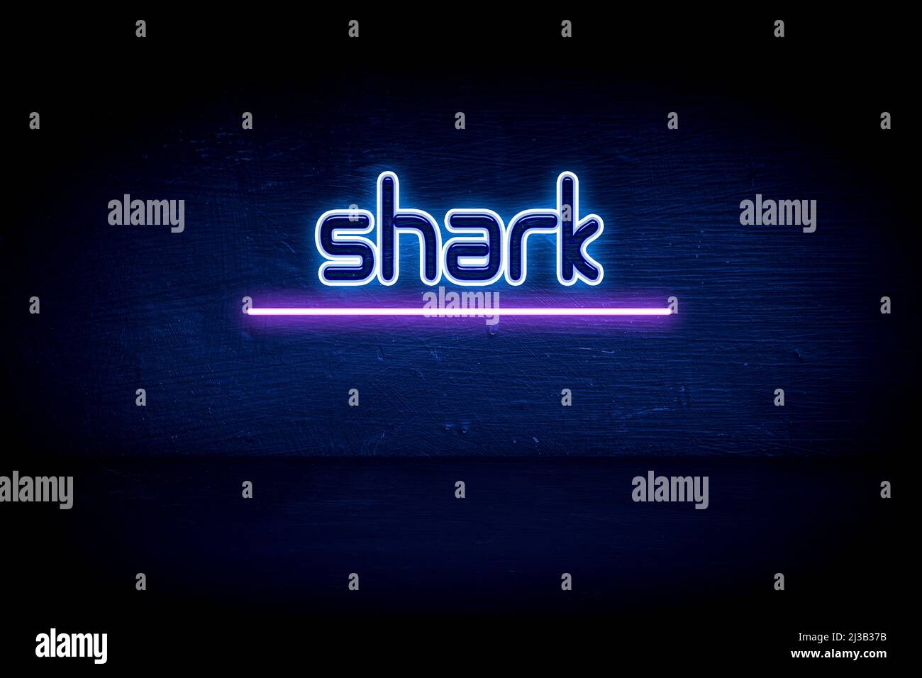 shark - blue neon announcement signboard Stock Photo - Alamy