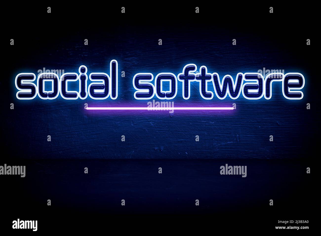 Social Software - blue neon announcement signboard Stock Photo - Alamy