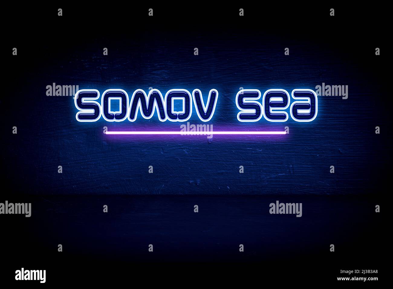 Somov Sea - blue neon announcement signboard Stock Photo - Alamy