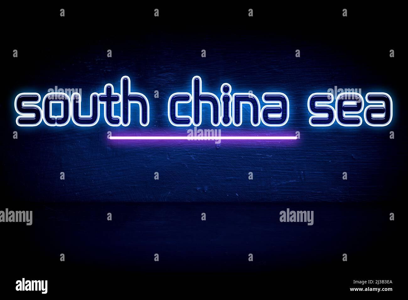 South China Sea - blue neon announcement signboard Stock Photo - Alamy
