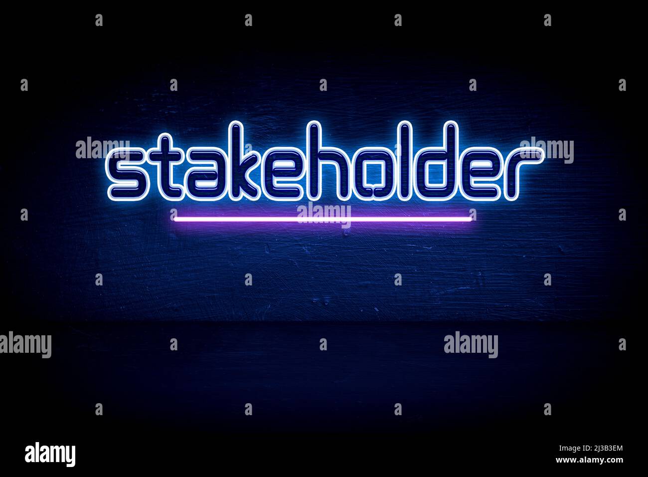 Stakeholder - blue neon announcement signboard Stock Photo - Alamy