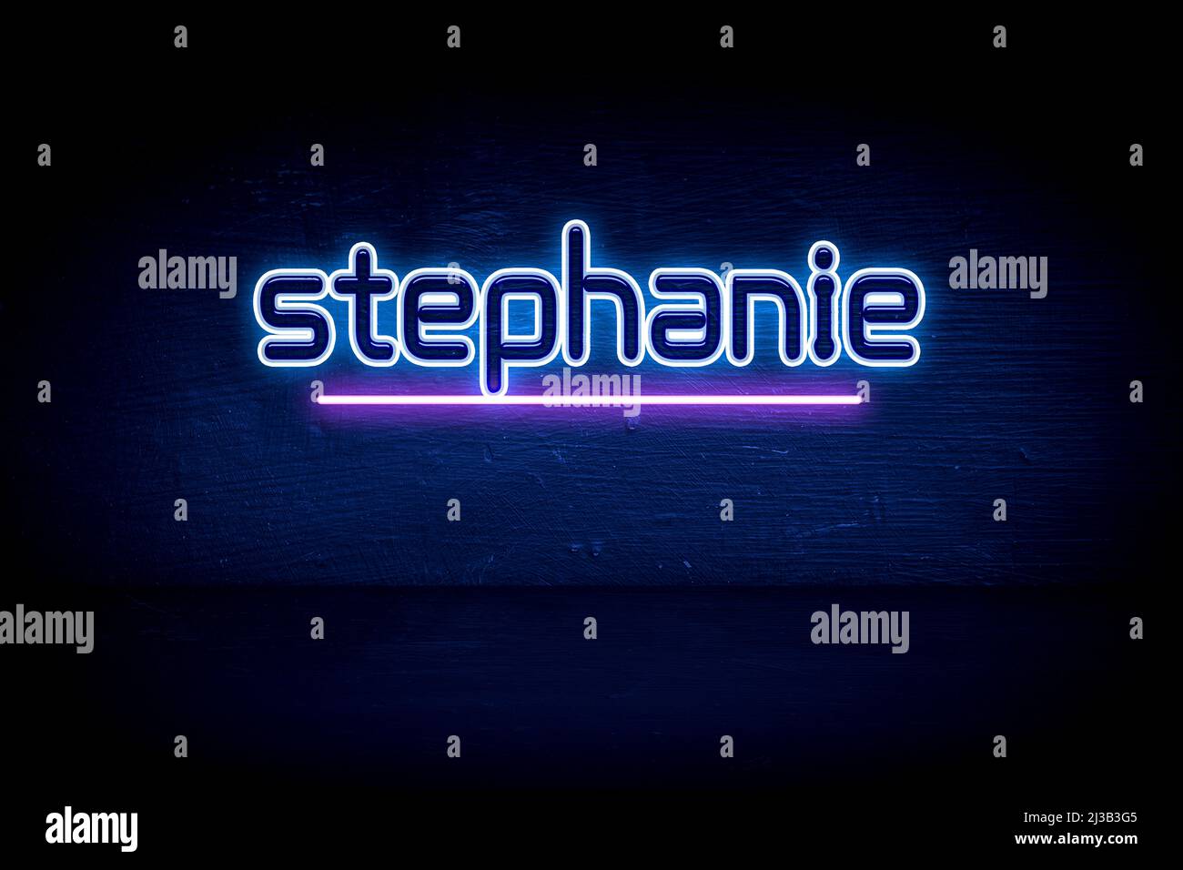 Stephanie - blue neon announcement signboard Stock Photo - Alamy