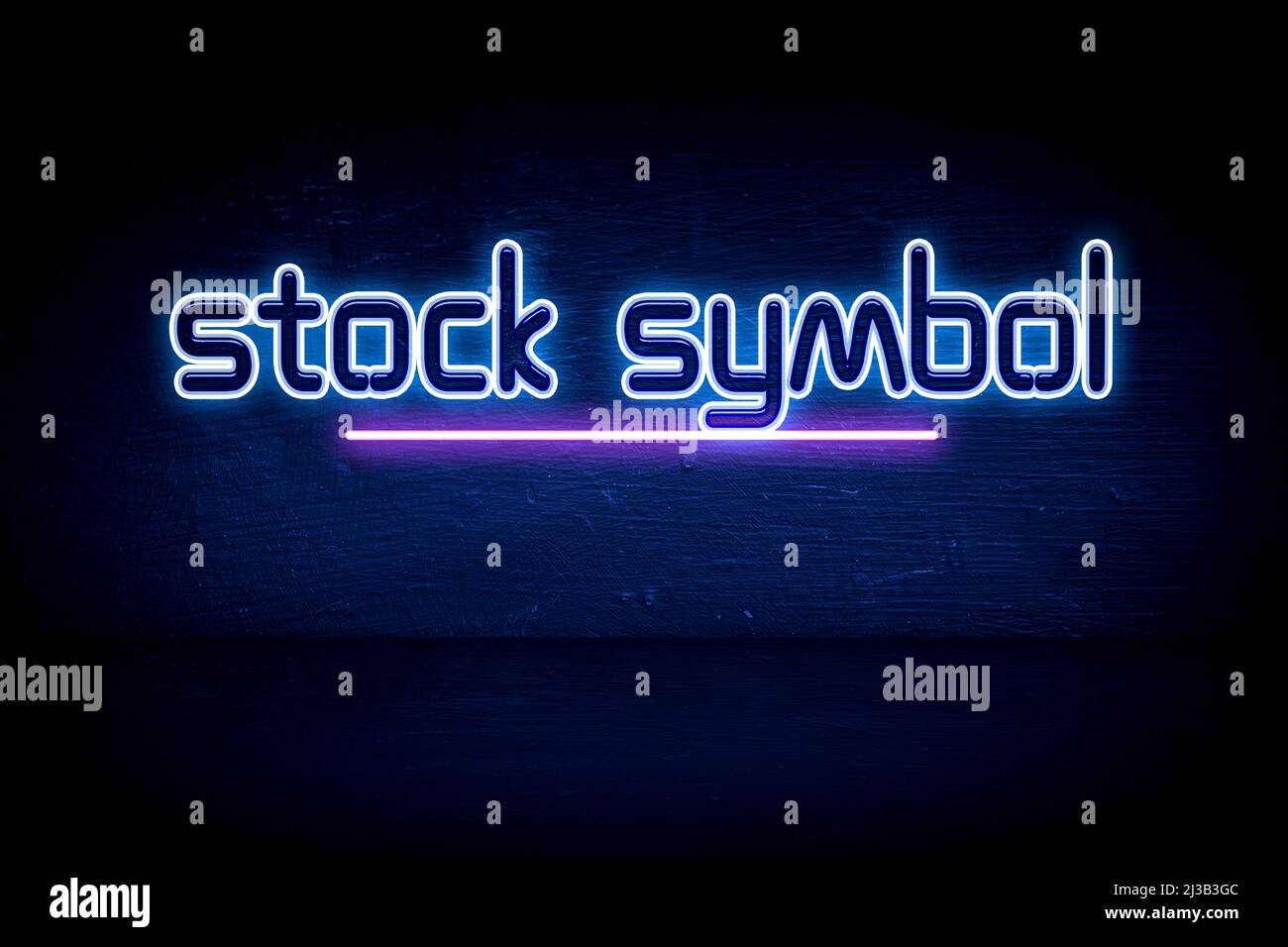 Stock Symbol - blue neon announcement signboard Stock Photo - Alamy