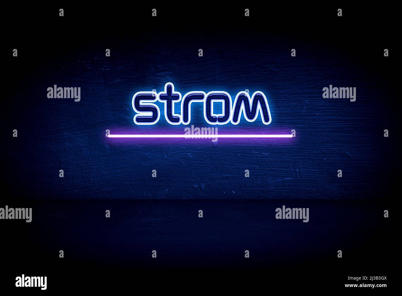 Strom - blue neon announcement signboard Stock Photo - Alamy