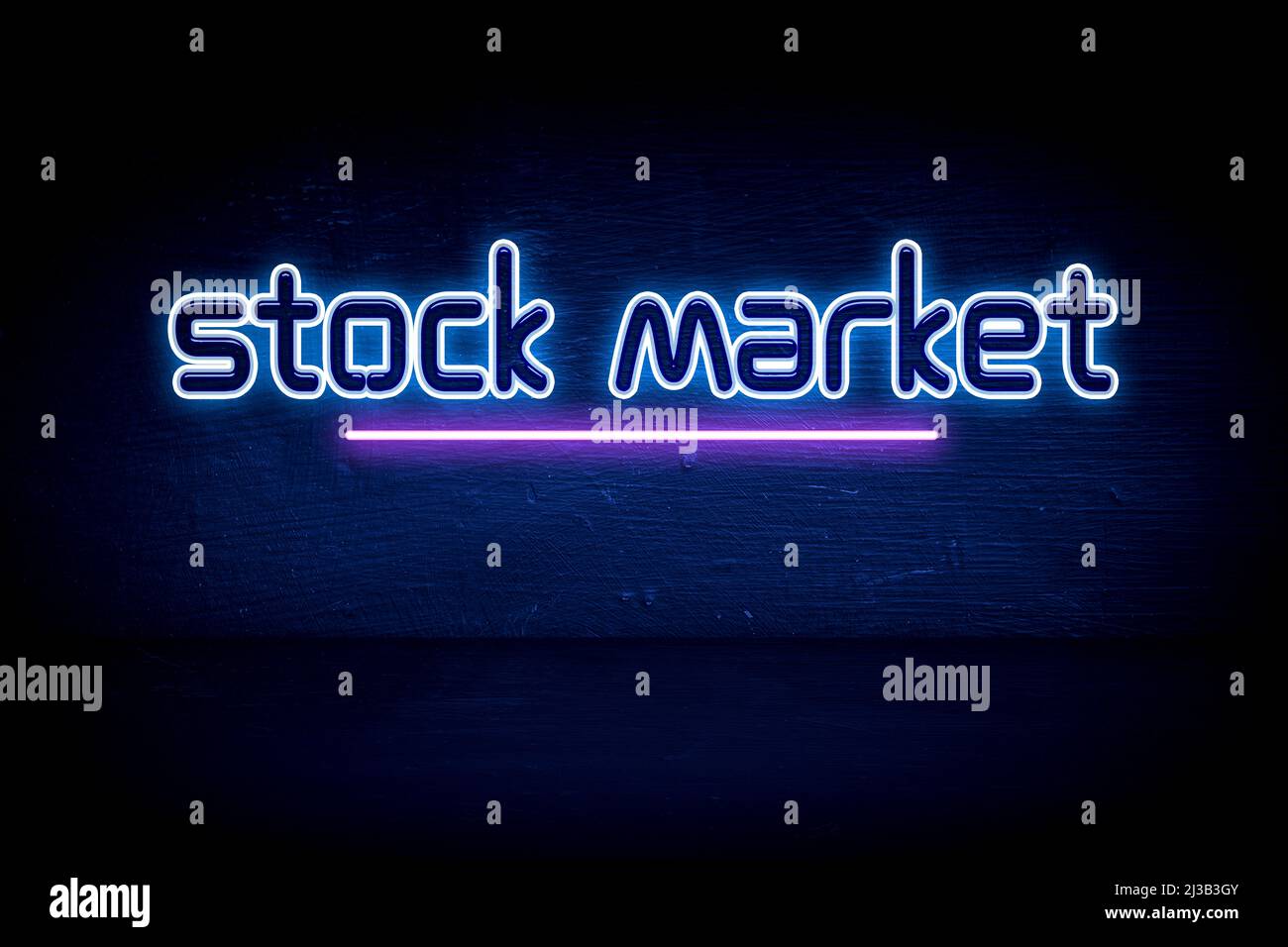 stock market - blue neon announcement signboard Stock Photo - Alamy