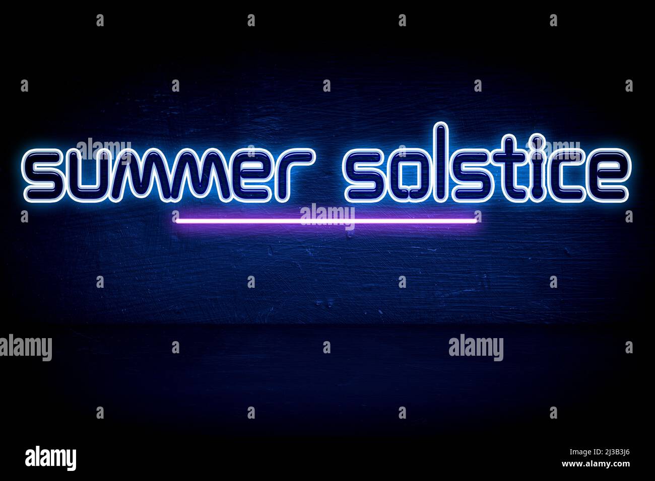 Summer Solstice - blue neon announcement signboard Stock Photo - Alamy