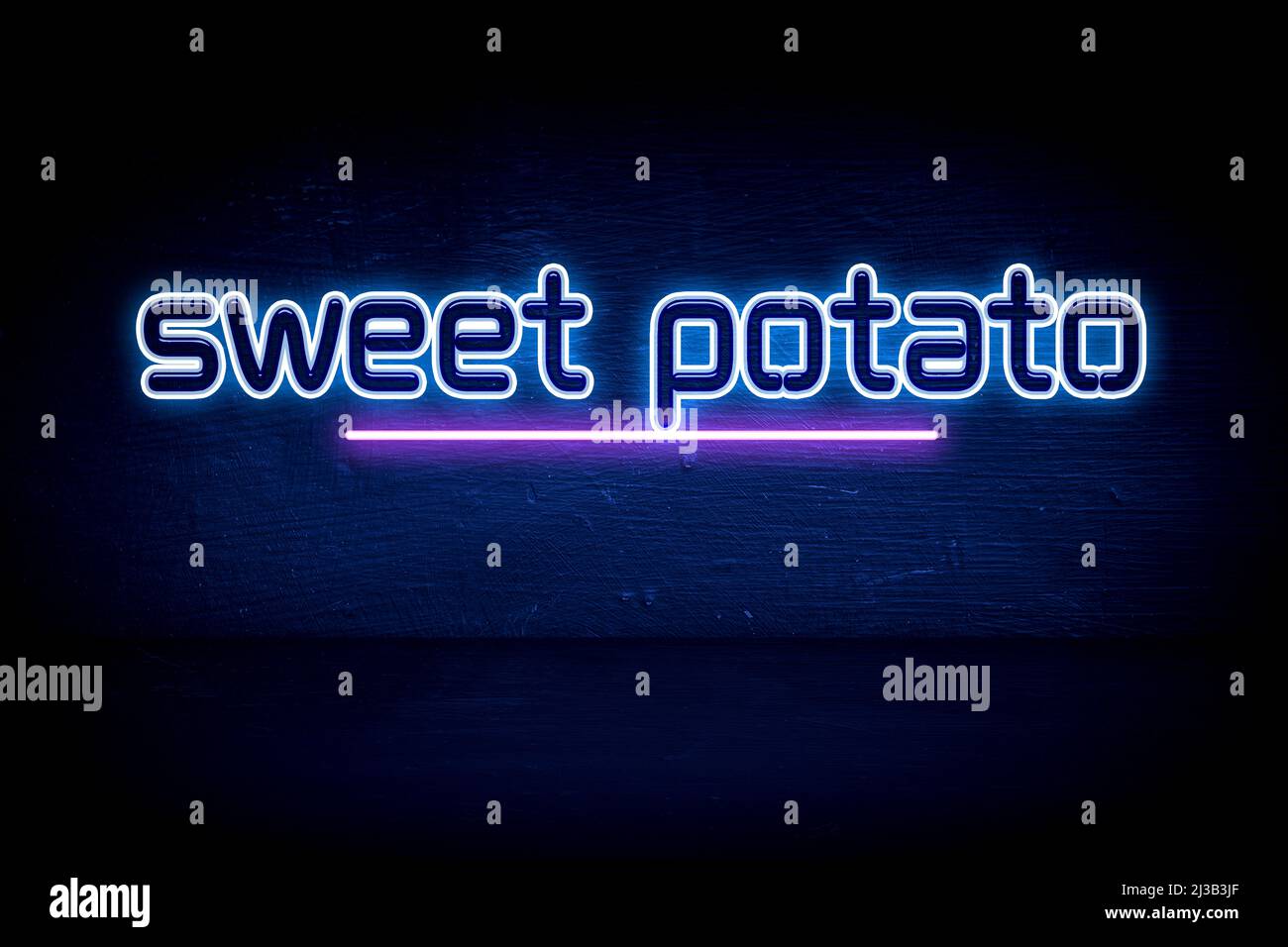 Sweet potato - blue neon announcement signboard Stock Photo - Alamy
