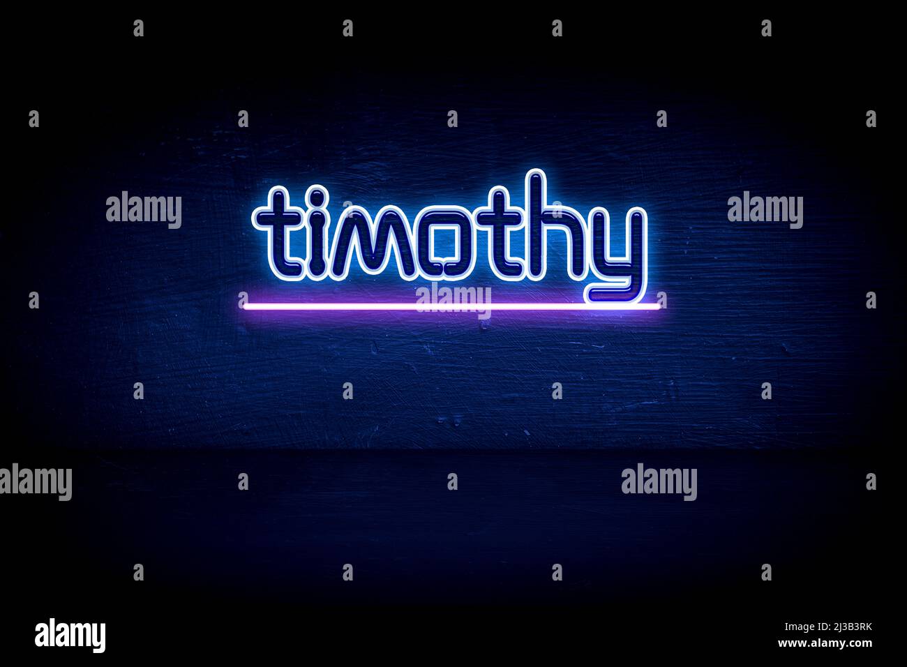 Timothy - blue neon announcement signboard Stock Photo - Alamy