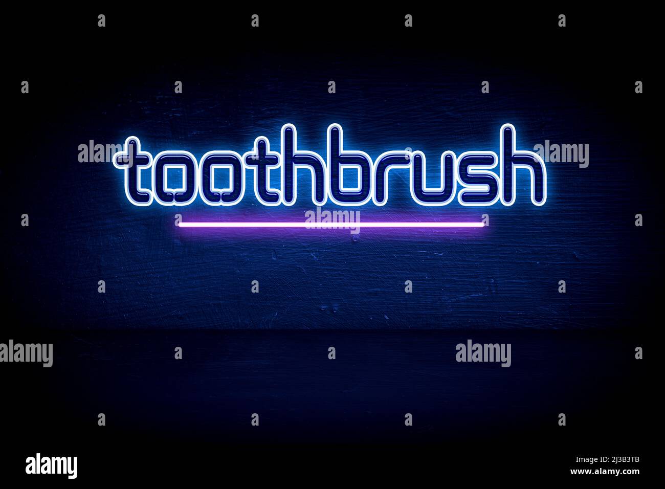 toothbrush - blue neon announcement signboard Stock Photo - Alamy