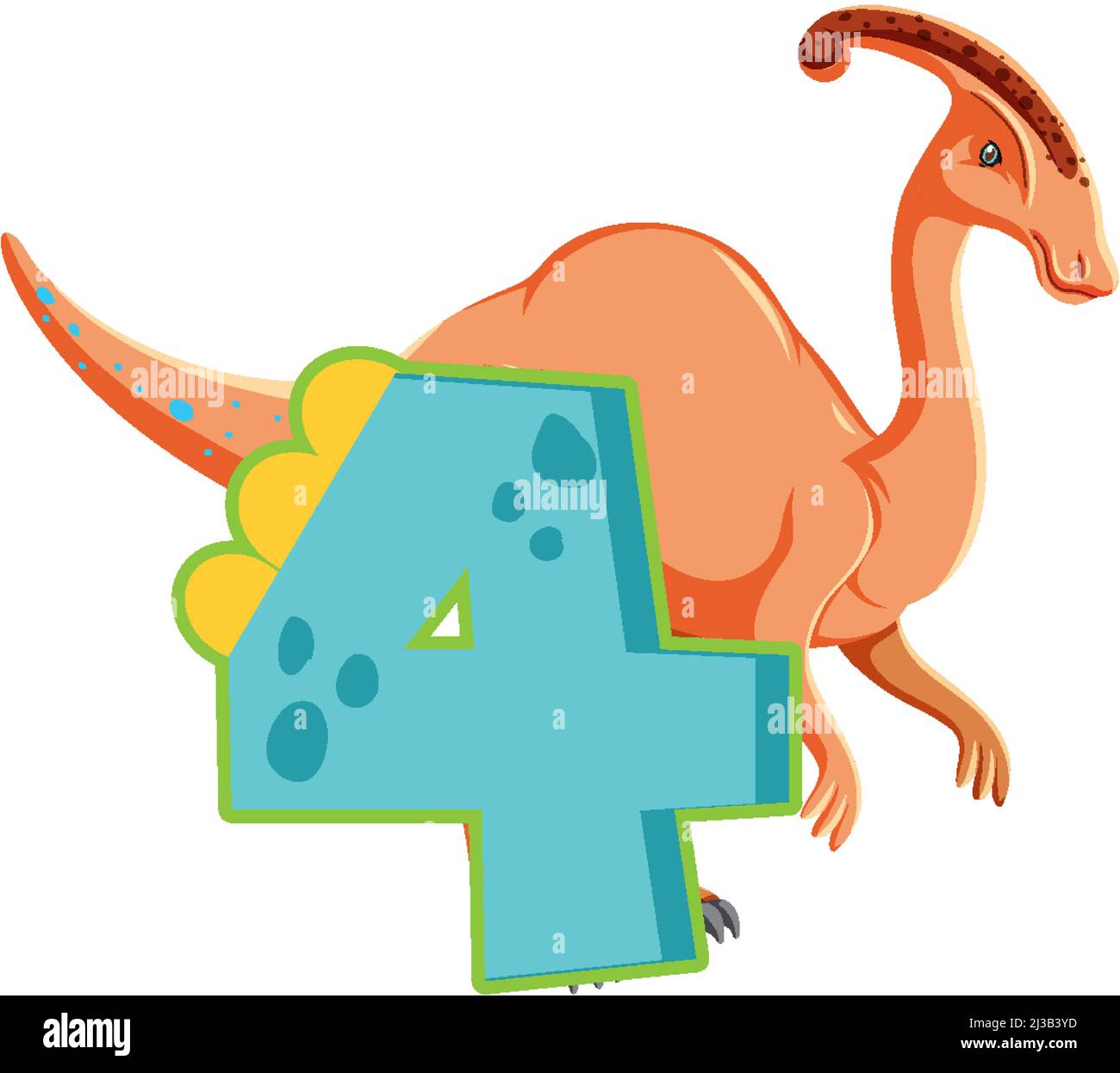 A dinosaur with number four cartoon illustration Stock Vector Image ...