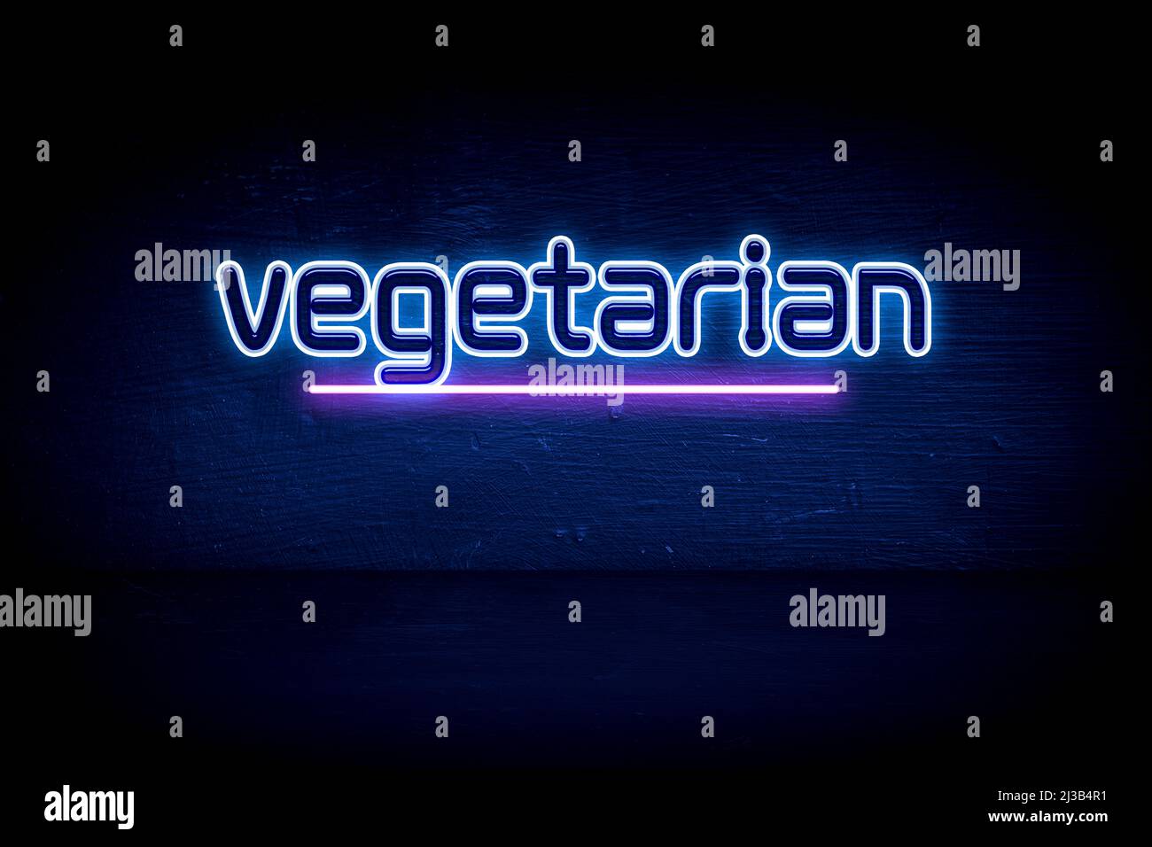 Vegetarian - blue neon announcement signboard Stock Photo - Alamy