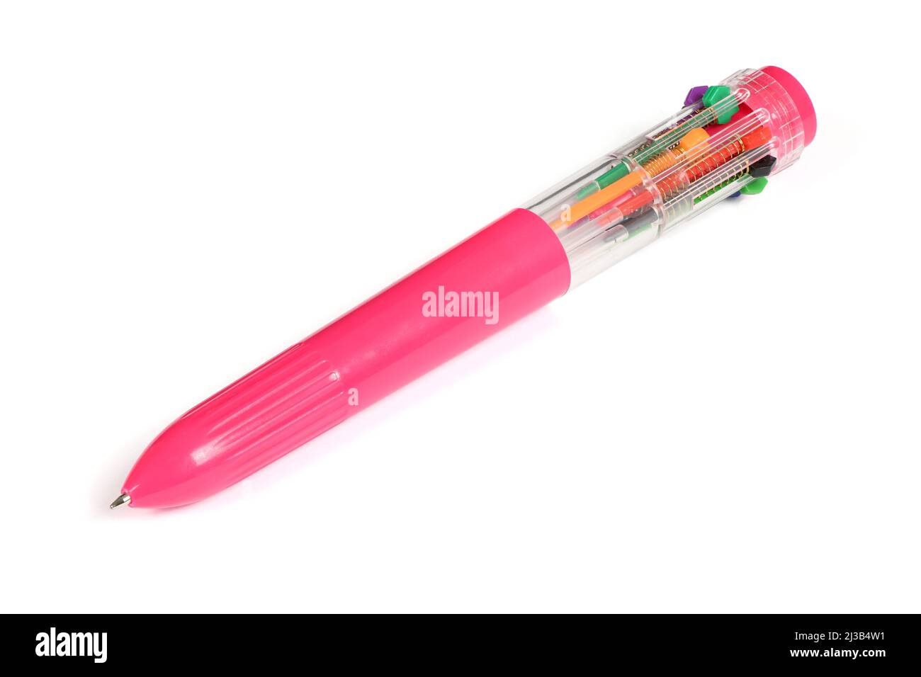 Pink multicolored pen isolated on white background. High resolution ...