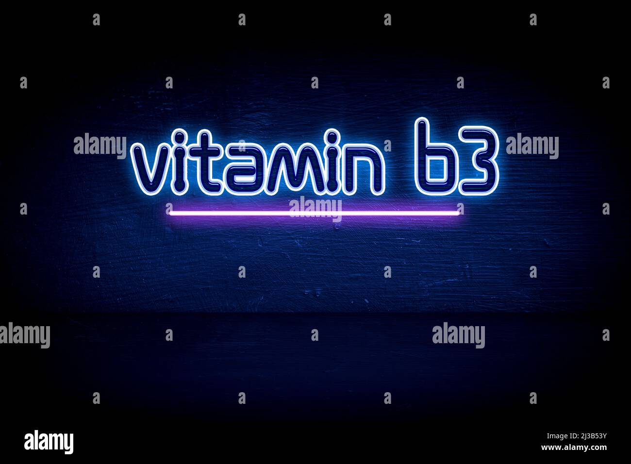 Vitamin B3 - blue neon announcement signboard Stock Photo - Alamy