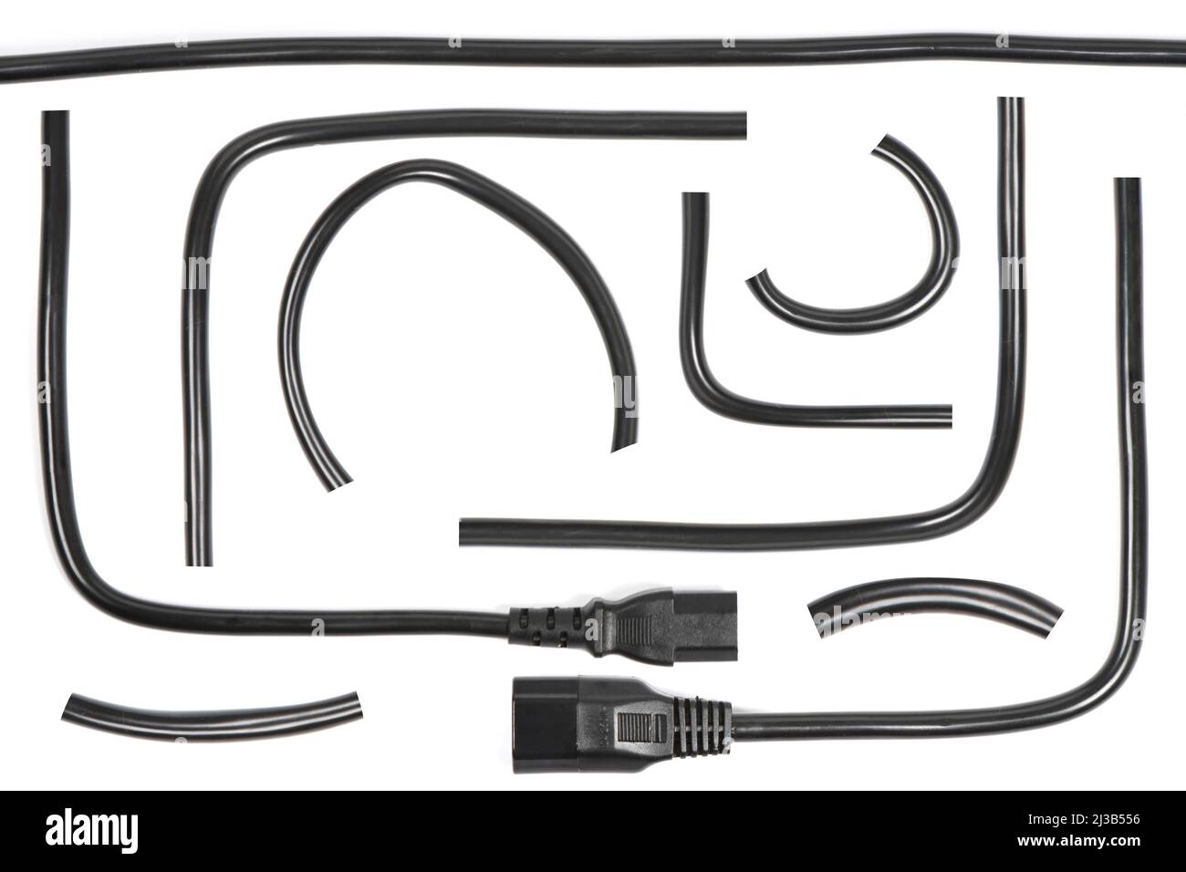 Black wire C13 female and C14 male connector power plug, many elements ...