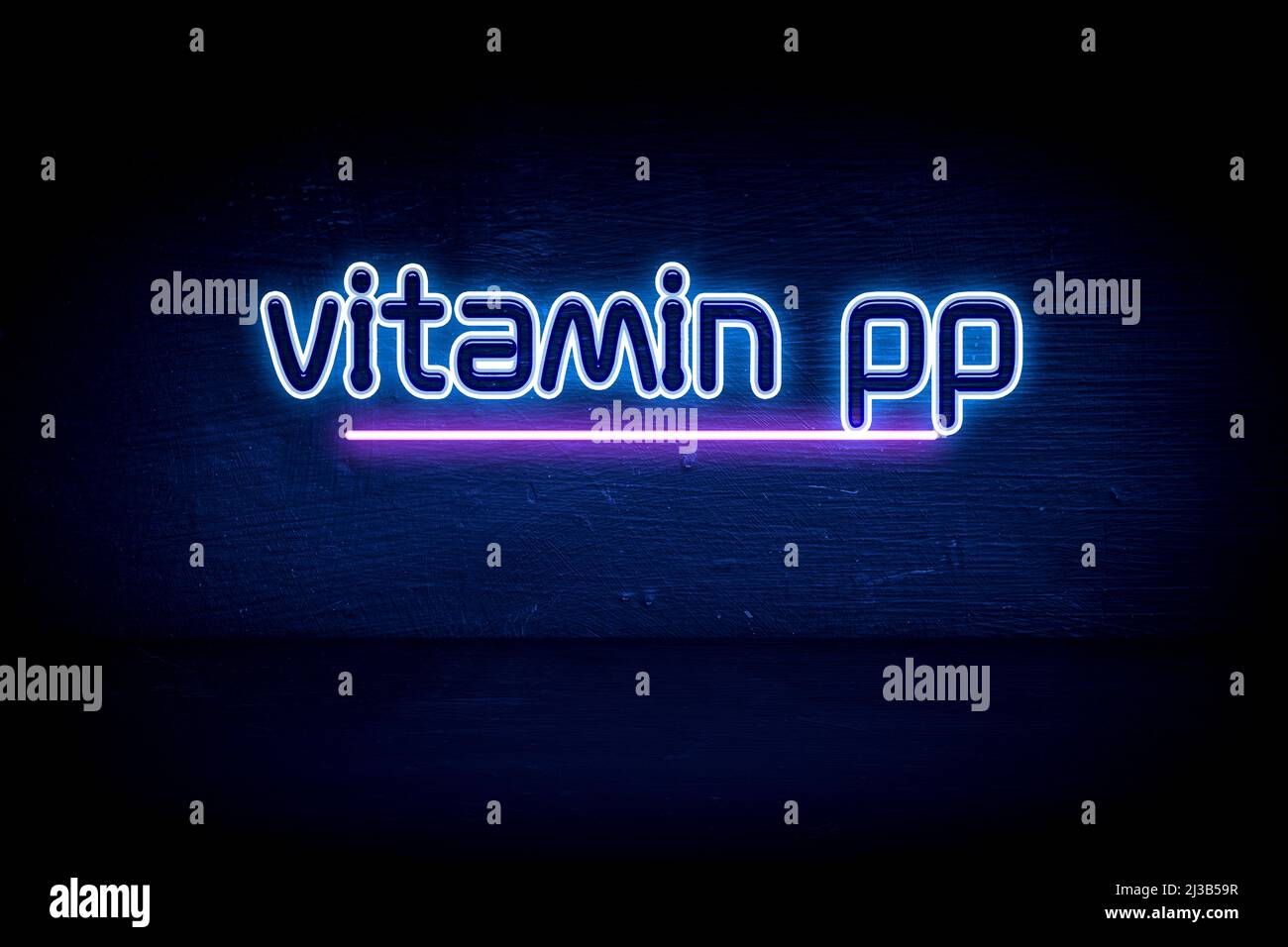 Vitamin PP - blue neon announcement signboard Stock Photo - Alamy