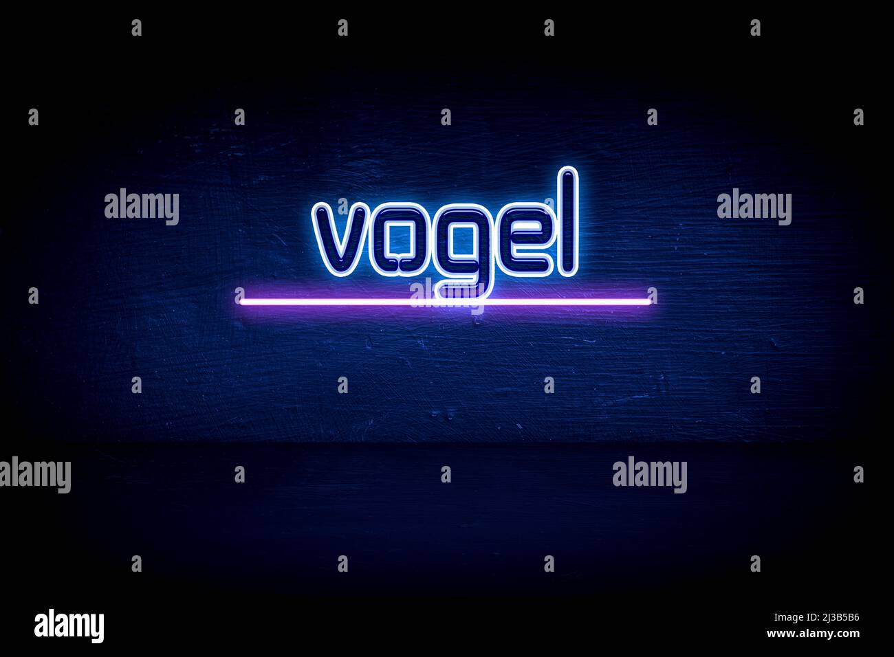 Vogel - blue neon announcement signboard Stock Photo - Alamy