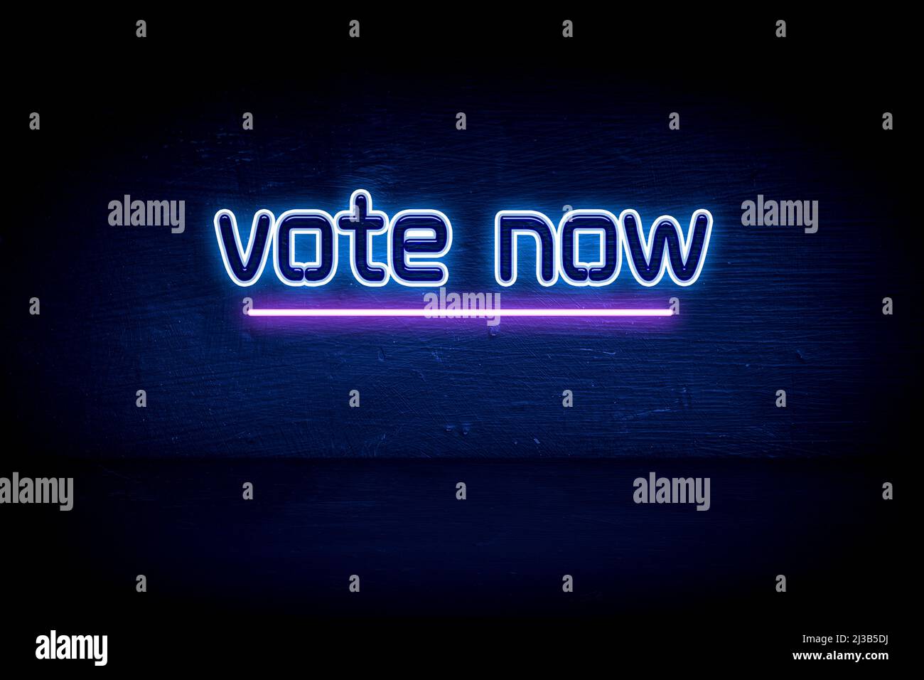 Vote Now - blue neon announcement signboard Stock Photo - Alamy