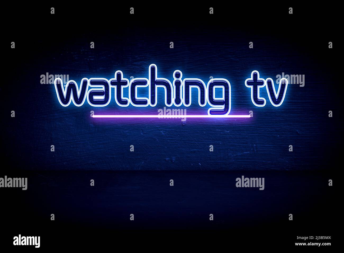 watching tv - blue neon announcement signboard Stock Photo - Alamy