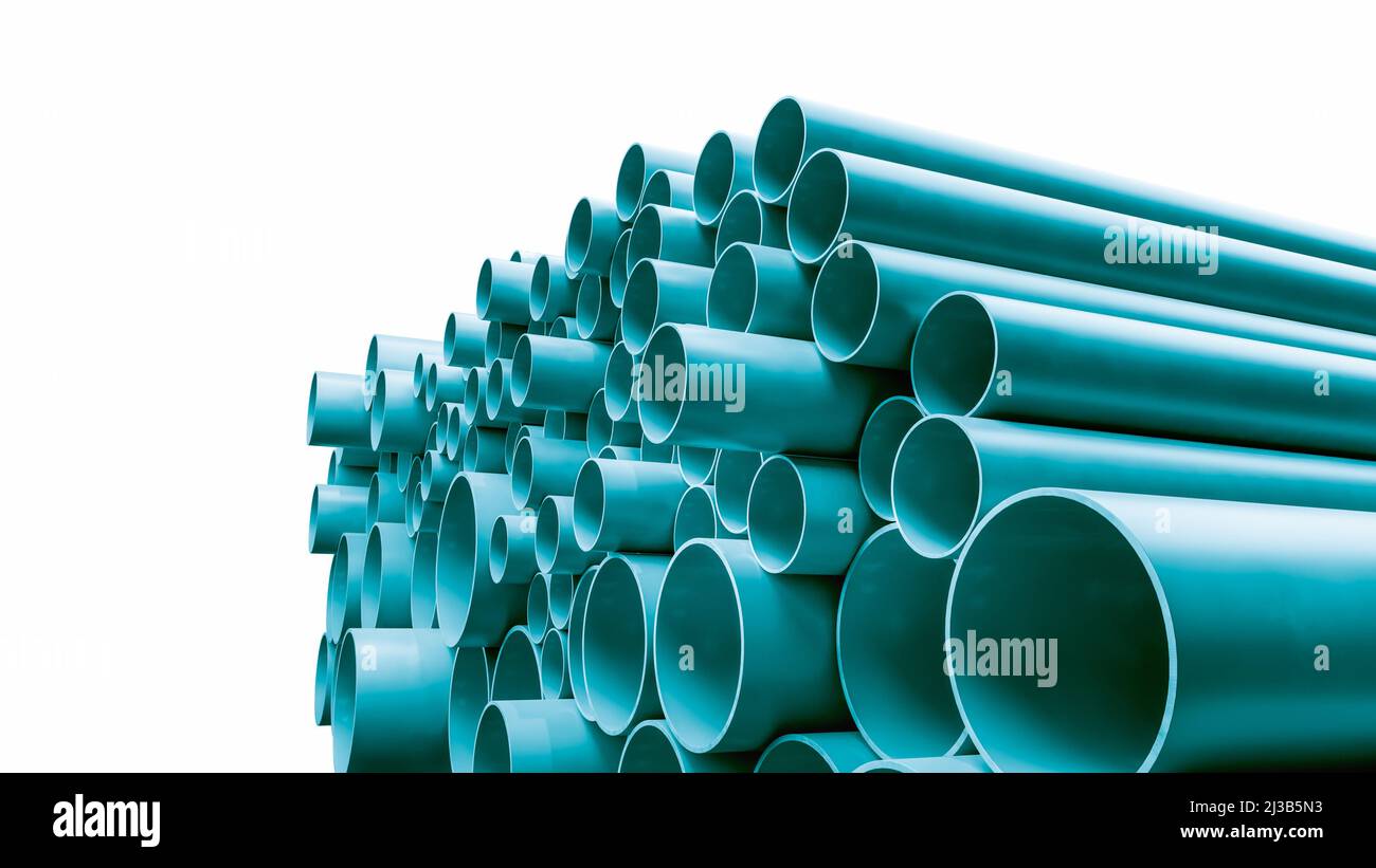 PVC pipes stacking on ground in construction site, 3D rendering Stock ...