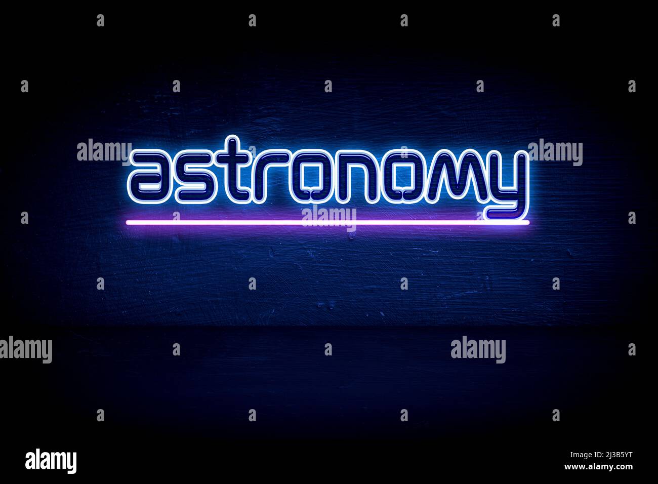 Astronomy - blue neon announcement signboard Stock Photo - Alamy