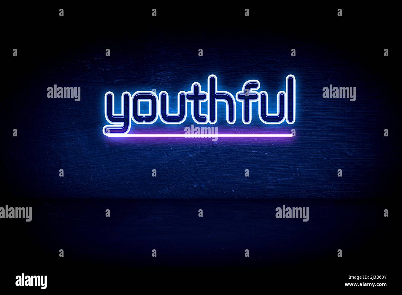 youthful - blue neon announcement signboard Stock Photo - Alamy